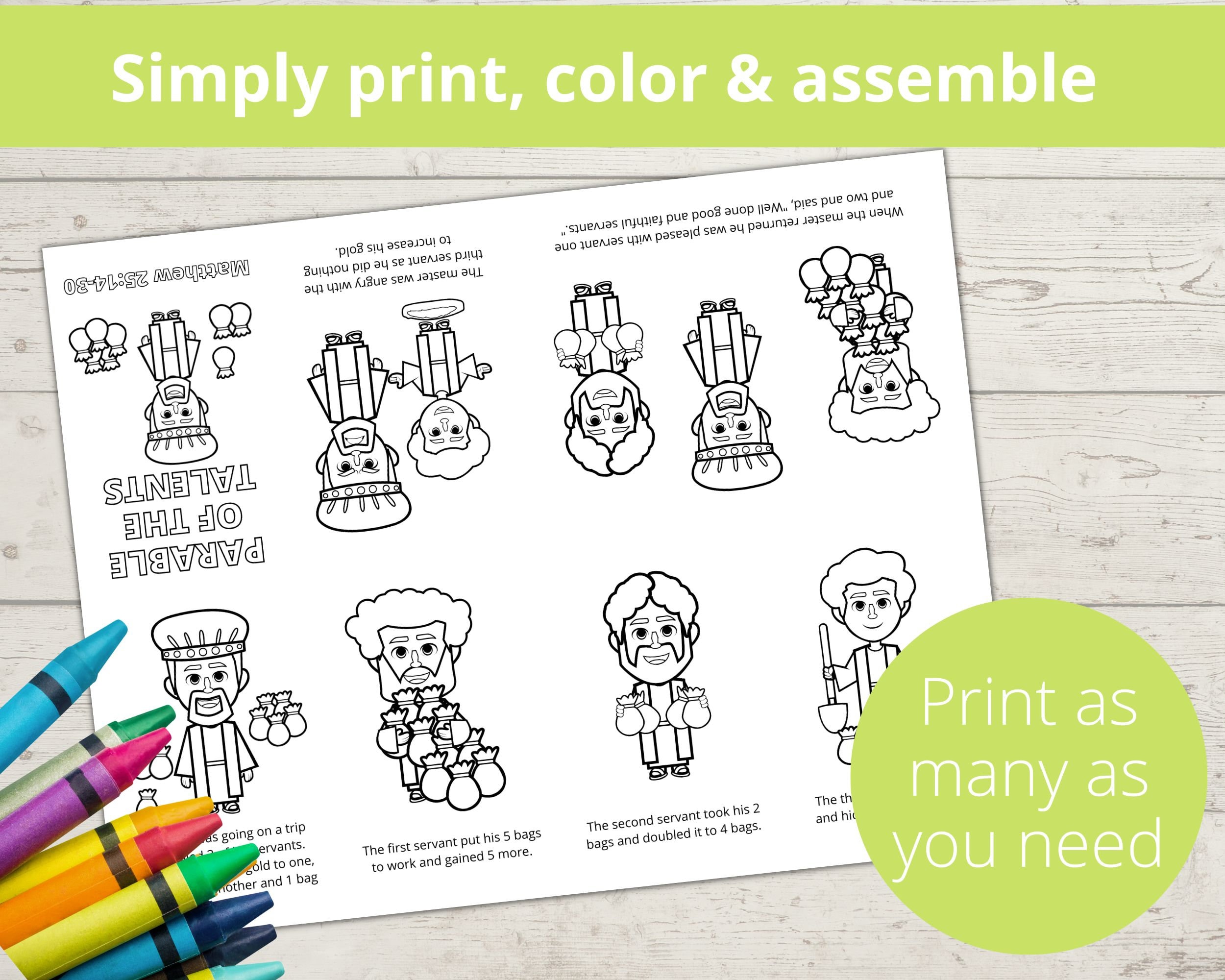 Parable of the Talents, Jesus Parables, Bible Story Activity, Mini Book ...