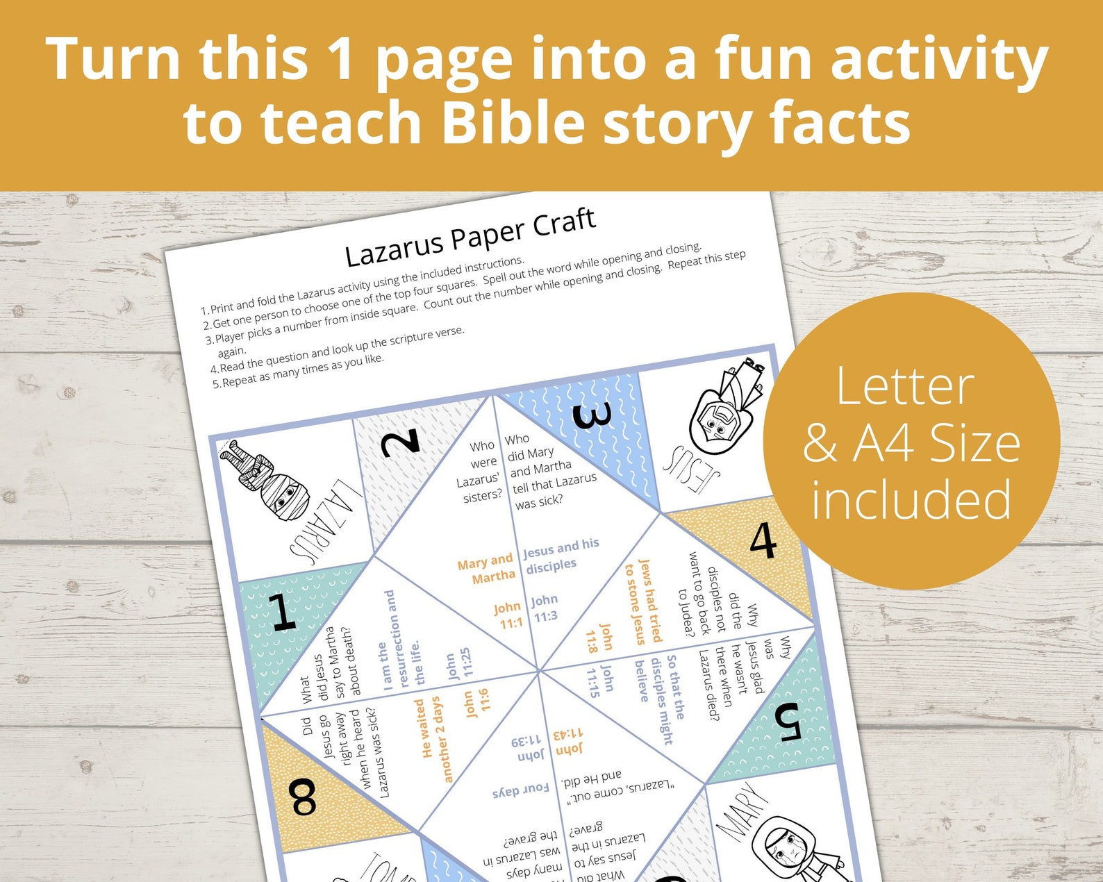 Jesus Raises Lazarus Bible Story Activity, Sunday School Crafts, Jesus ...