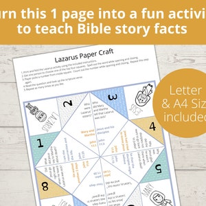 Jesus Raises Lazarus Bible Story Activity, Sunday School Crafts, Jesus ...
