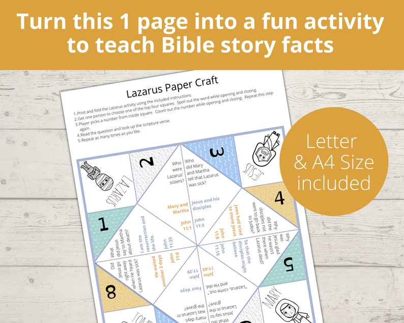 Jesus Raises Lazarus Bible Story Activity, Sunday School Craft, Jesus ...