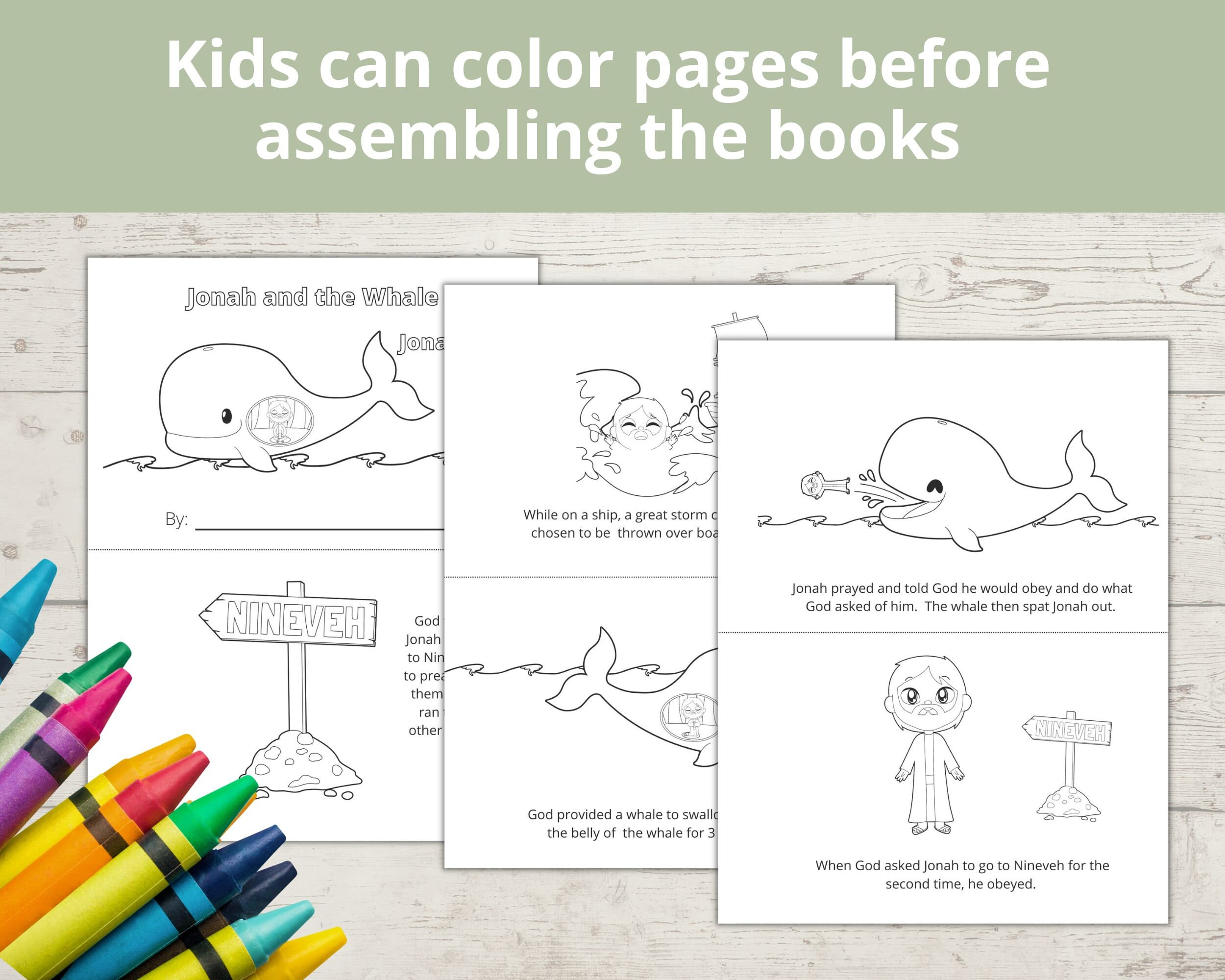 Jonah and the Whale, Sunday School Activities, Bible Story Coloring ...