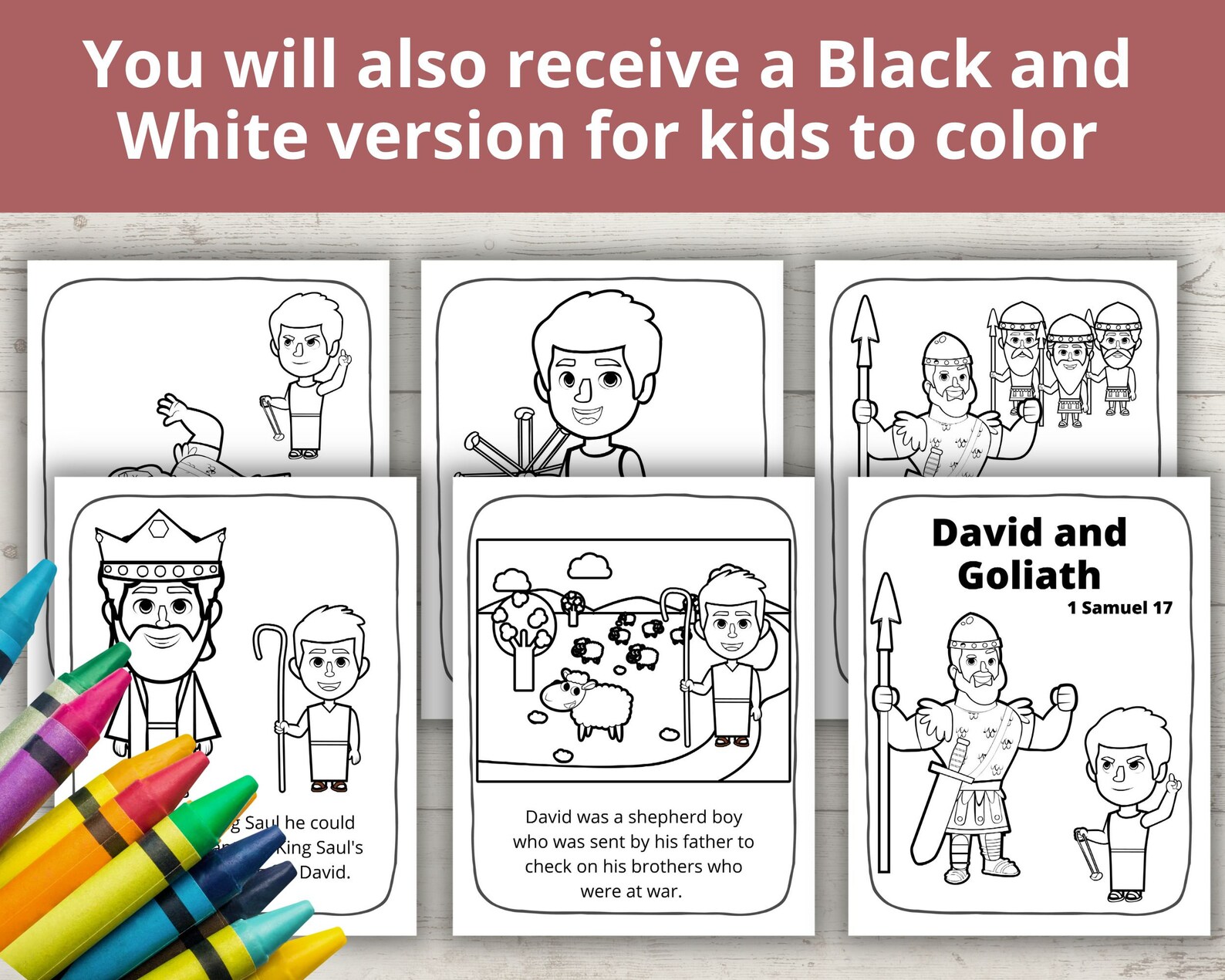 David and Goliath Lesson, Bible Story Poster, Bible Coloring Pages for ...