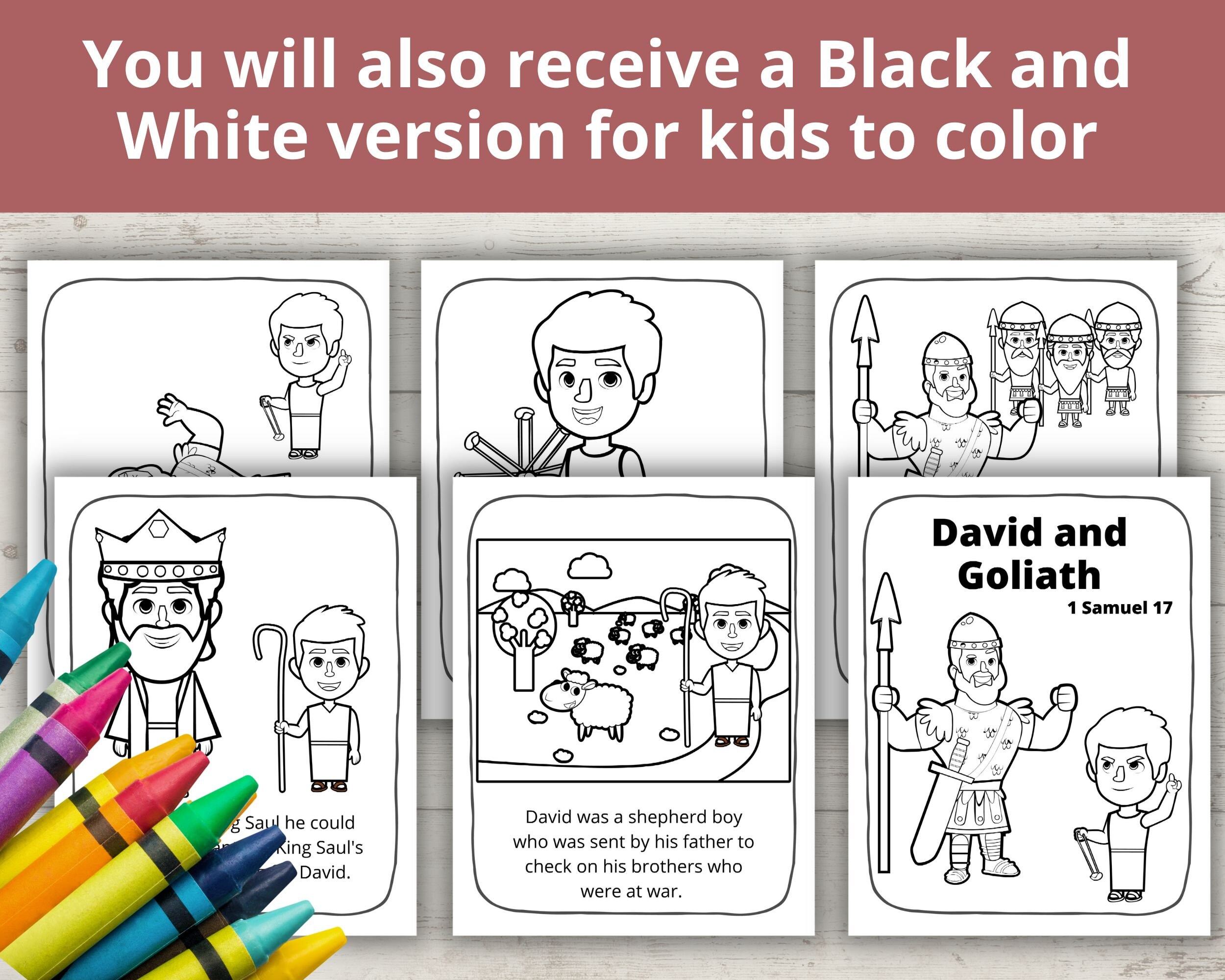 David and Goliath Lesson, Bible Story Poster, Bible Coloring Pages for ...