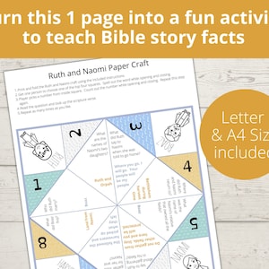 Ruth and Naomi, Ruth and Boaz Craft, Fortune Teller, Cootie Catcher ...