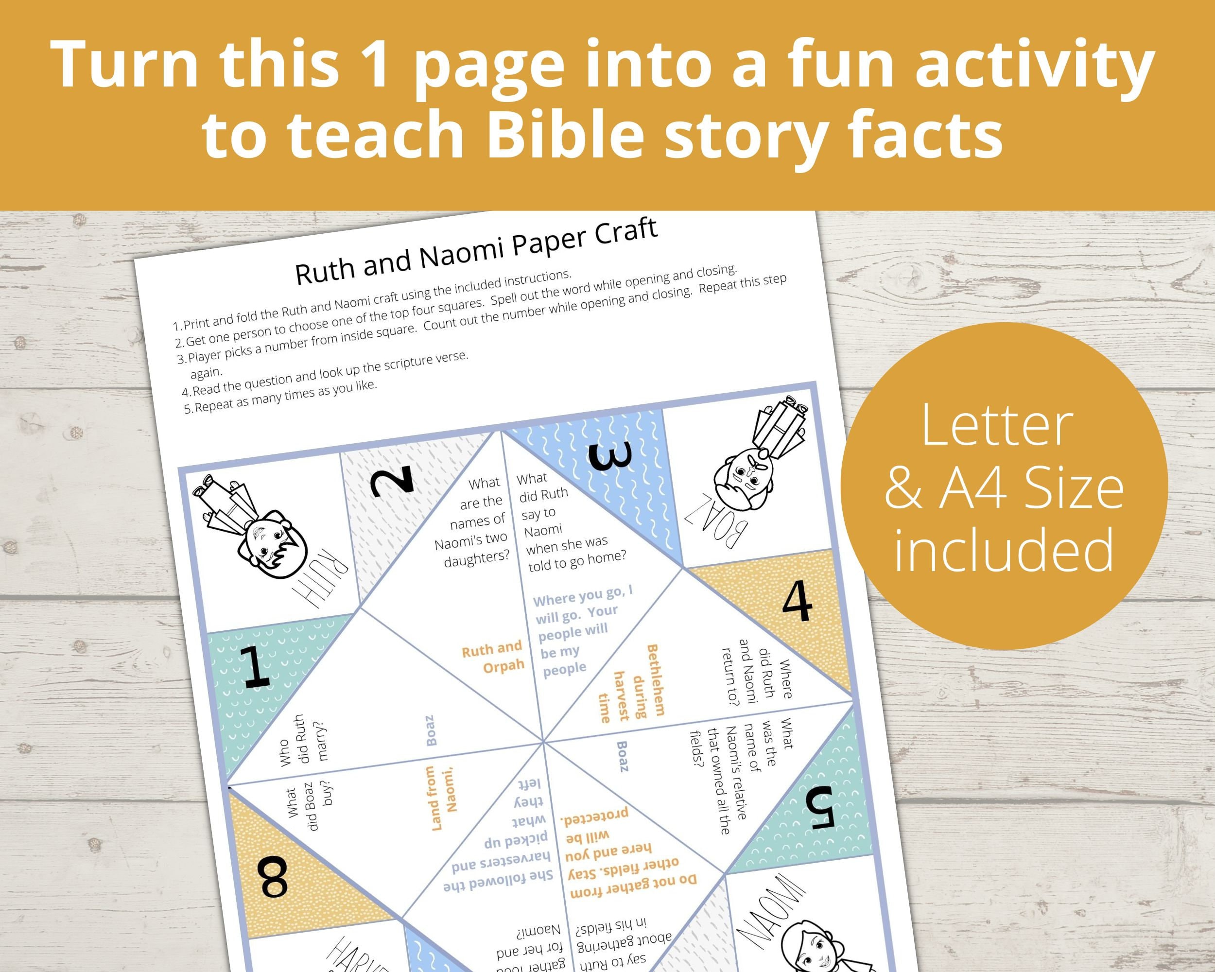 Ruth and Naomi, Ruth and Boaz Craft, Fortune Teller, Cootie Catcher ...