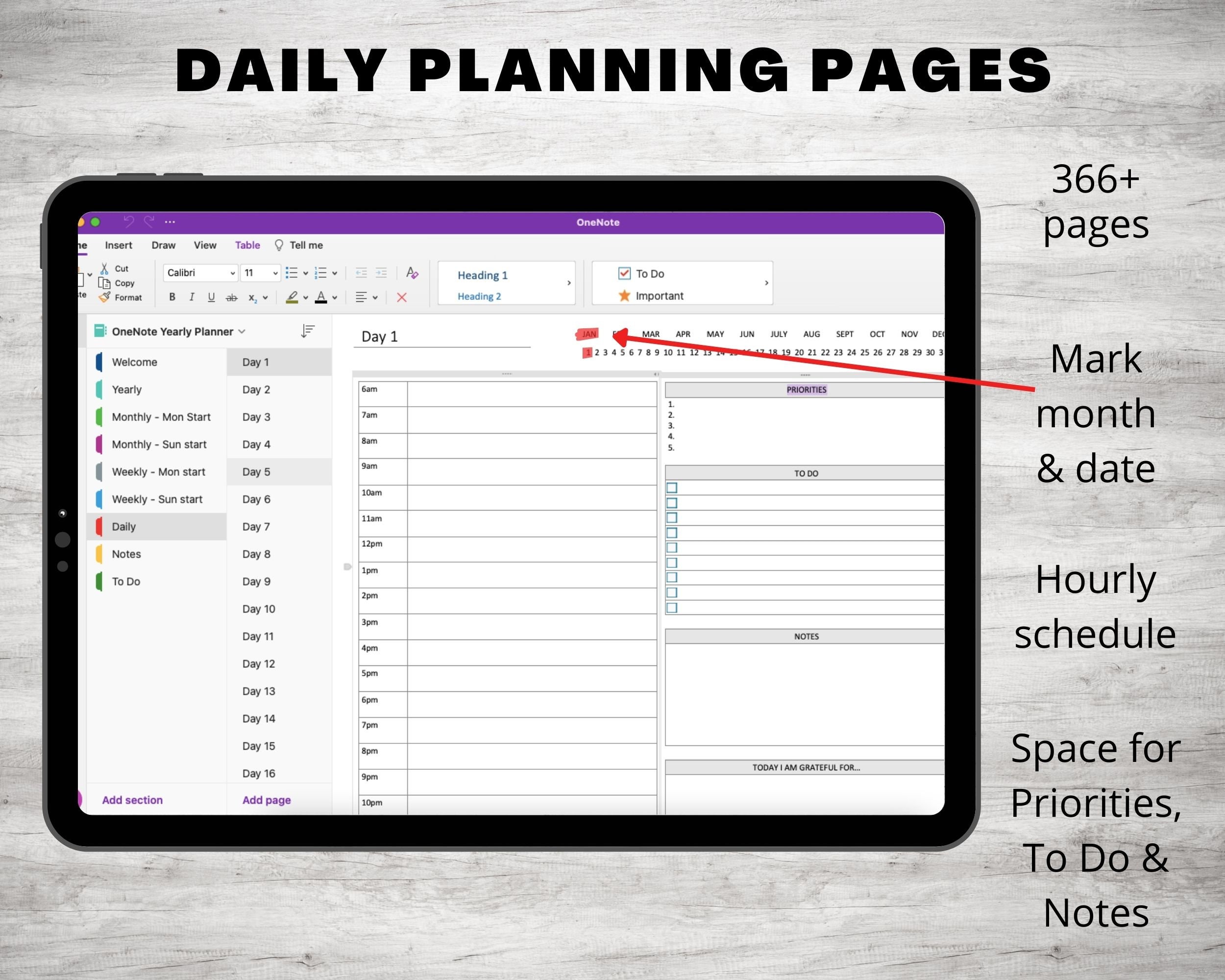 Onenote Digital Yearly Planner, Undated Onenote Planner Template ...