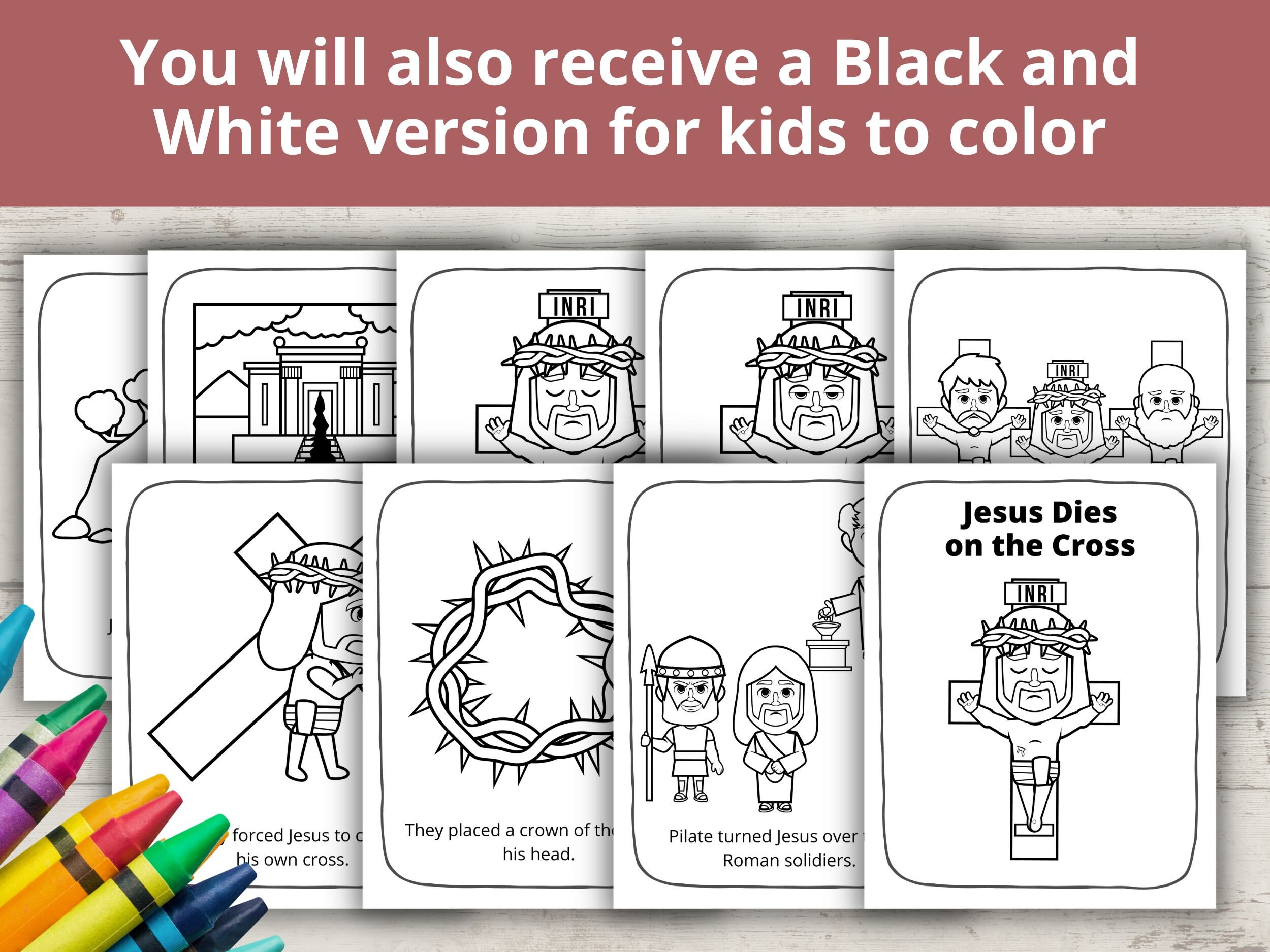 Jesus on the Cross, Easter Story, Bible Story Poster, Bible Coloring ...