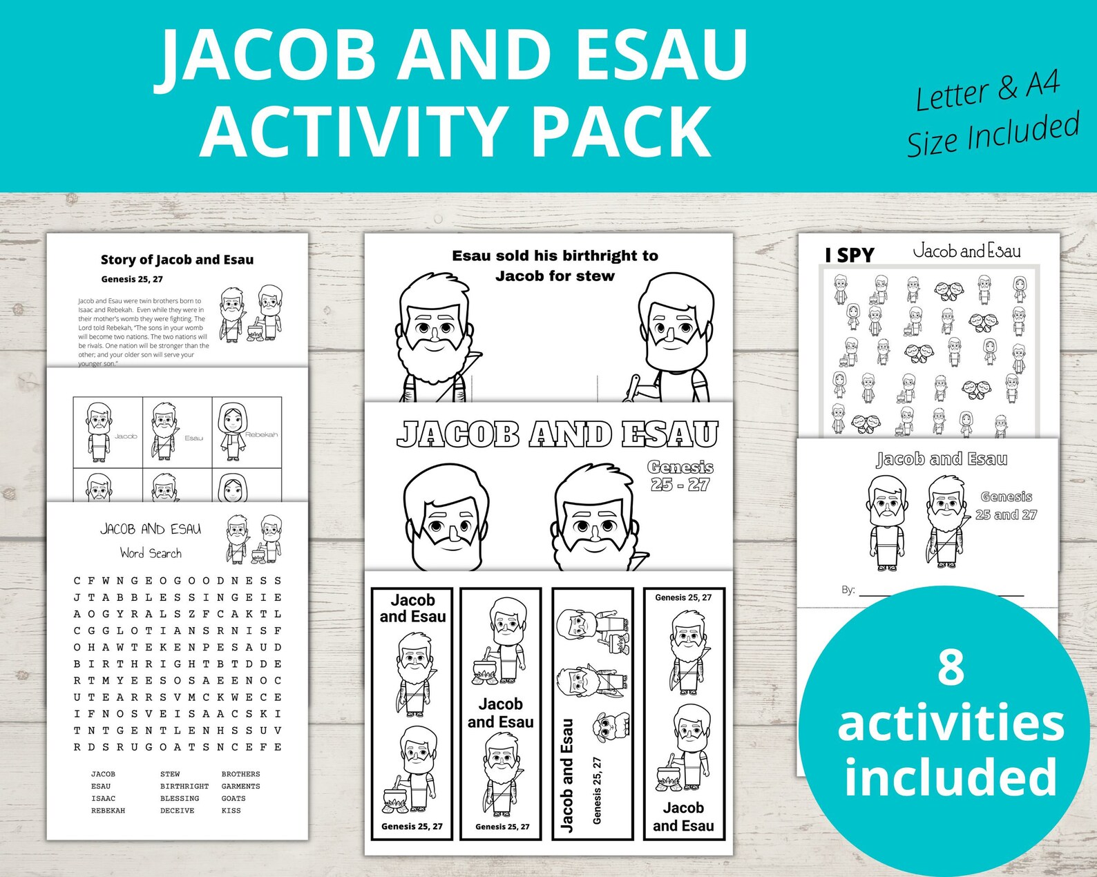 Jacob and Esau Bible Story for Kids Sunday School Activity - Etsy Canada