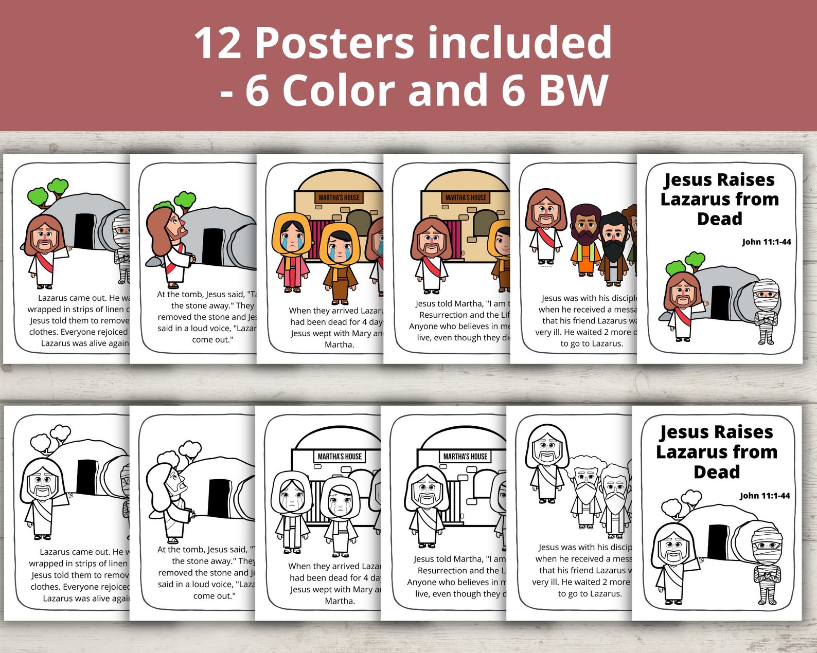 Jesus Raises Lazarus, Bible Story Poster, Morning Basket, Church ...