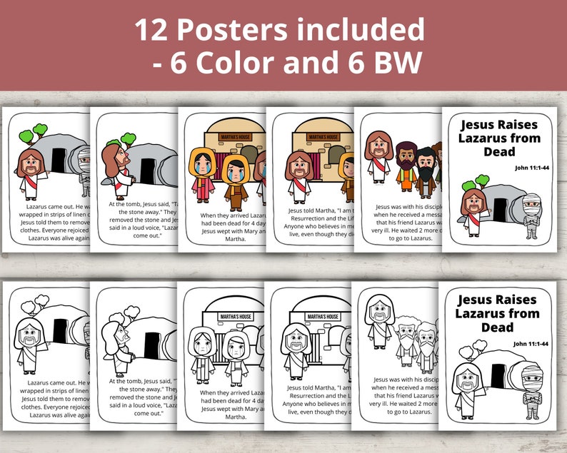 Jesus Raises Lazarus, Bible Story Poster, Morning Basket, Church ...