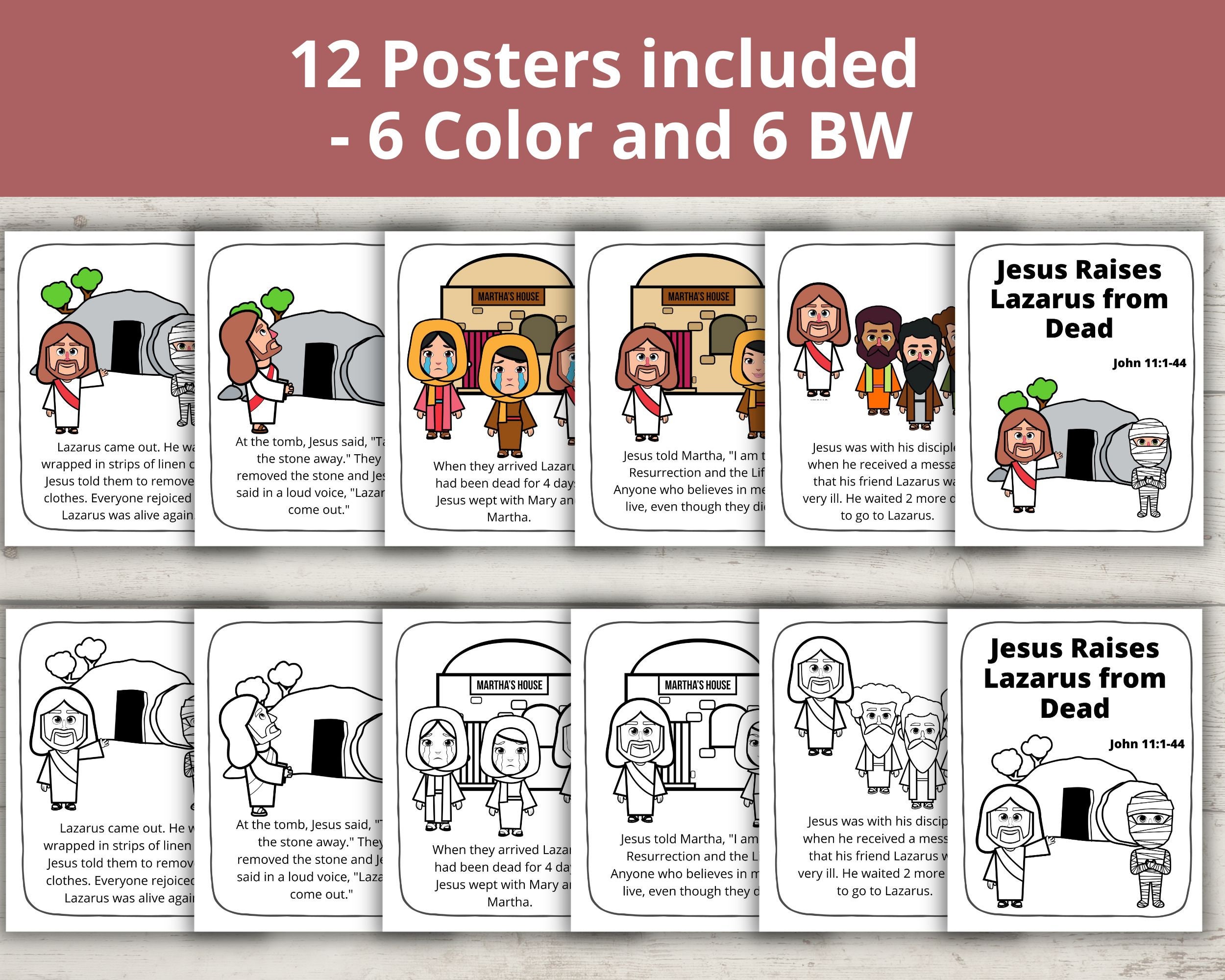 Jesus Raises Lazarus, Bible Story Poster, Morning Basket, Church ...