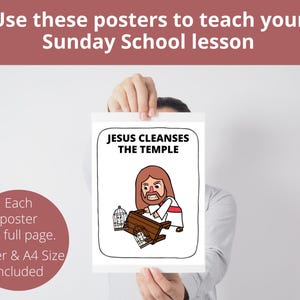 Jesus Cleanses the Temple, Bible Story Poster, Morning Basket, Church ...