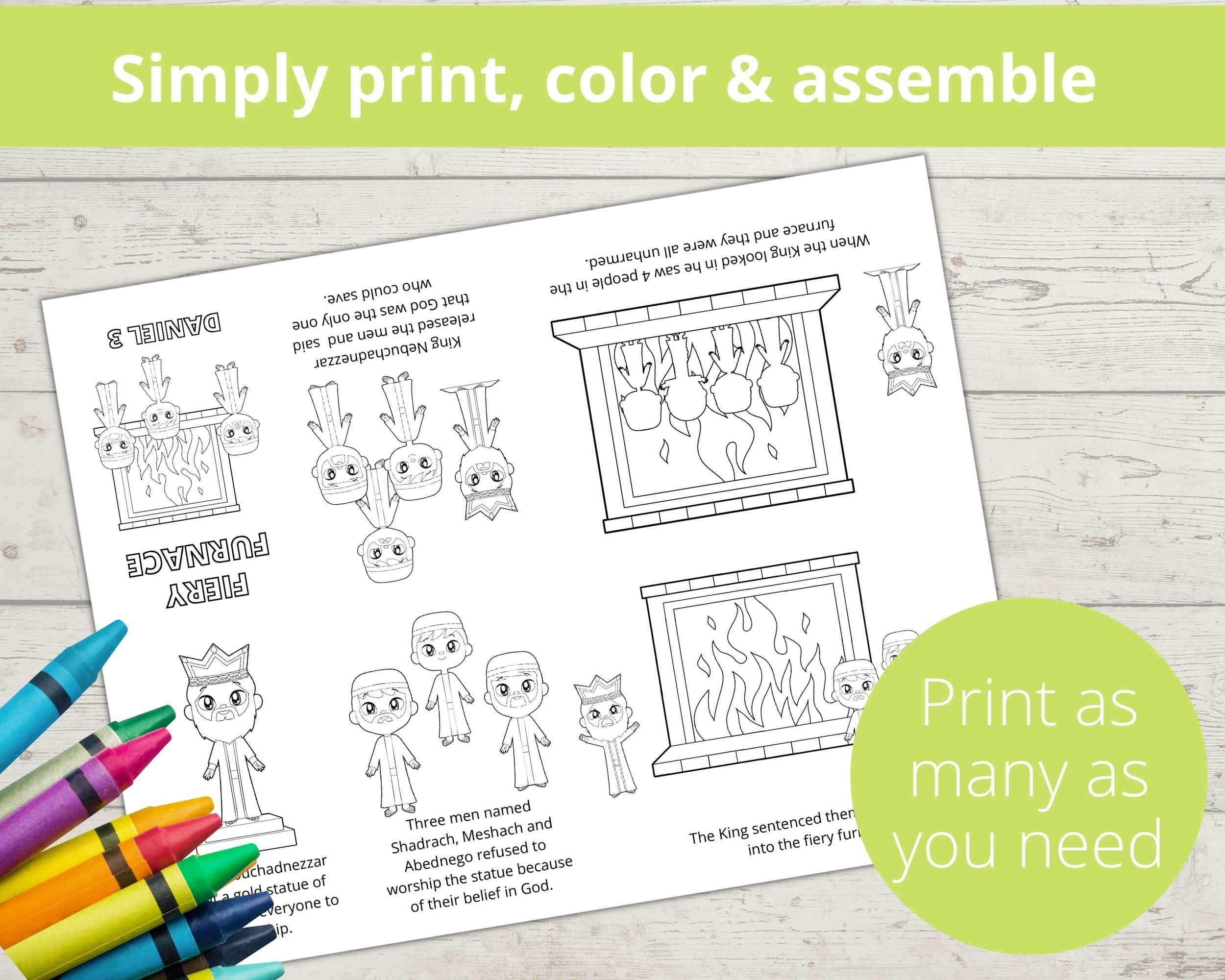 Shadrach Meshach Abednego, Fiery Furnace Sunday School Craft, Old ...