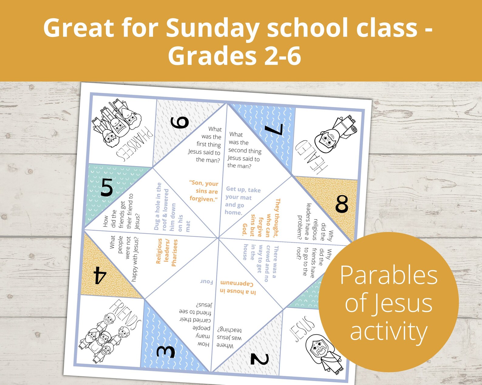 Jesus Heals a Paralyzed Man, Bible Story Activities, Sunday School ...