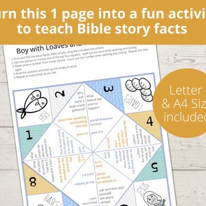 Loaves and Fishes Craft, John 6 Bible Story Activity, Fortune Teller ...
