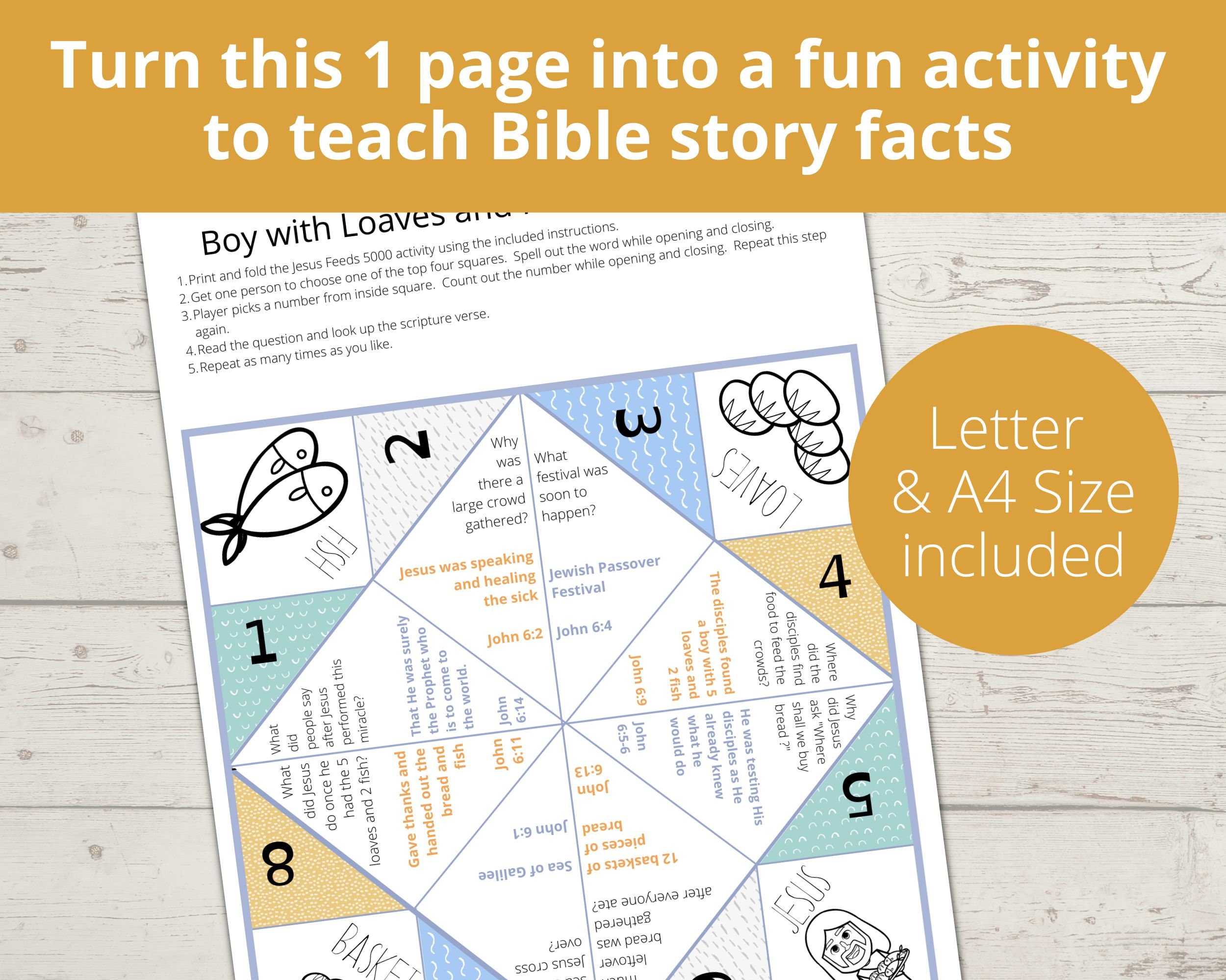 Loaves and Fishes Craft, John 6 Bible Story Activity, Fortune Teller ...