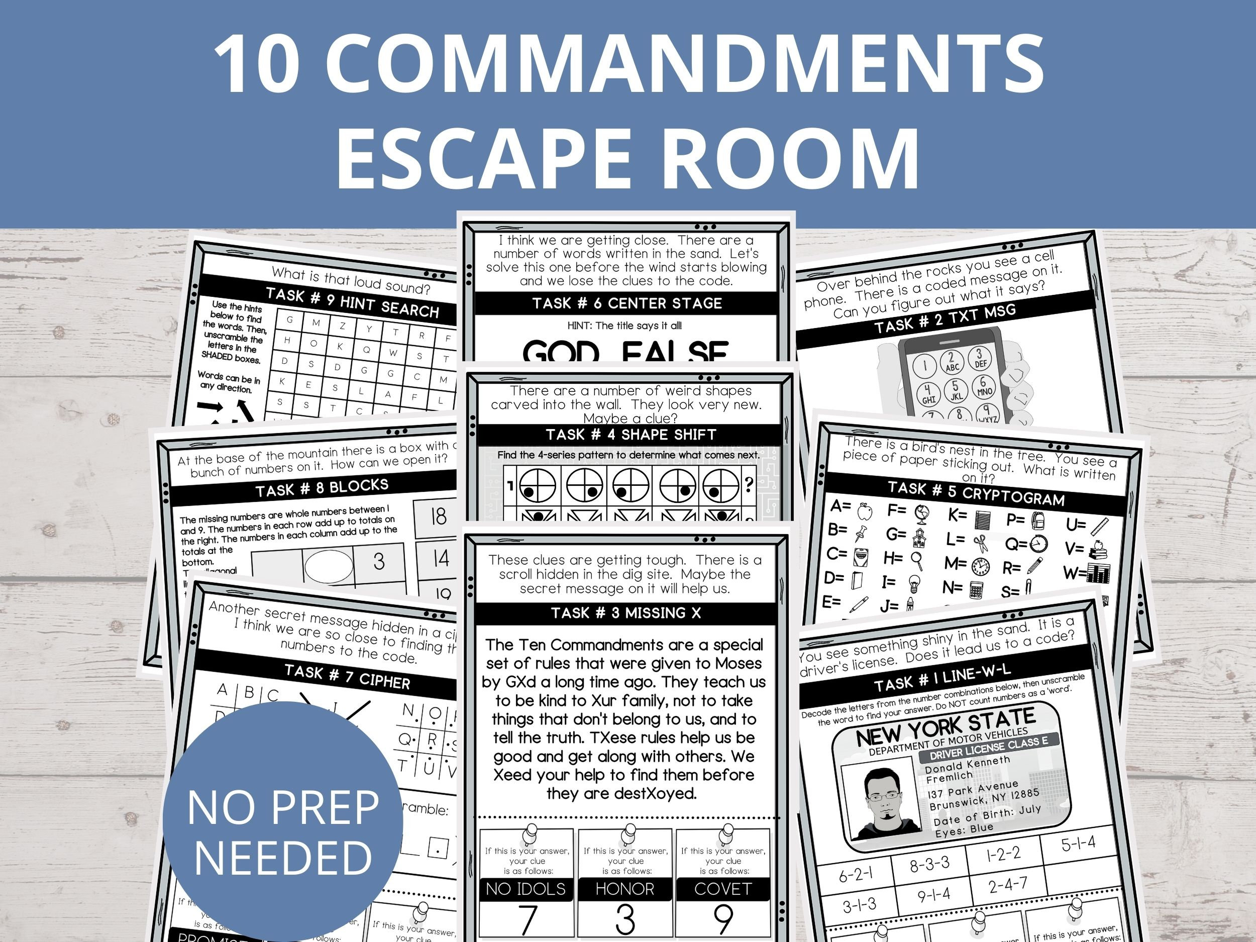 Escape Room Kids, Bible Escape Room Digital Prints, Ten Commandments ...