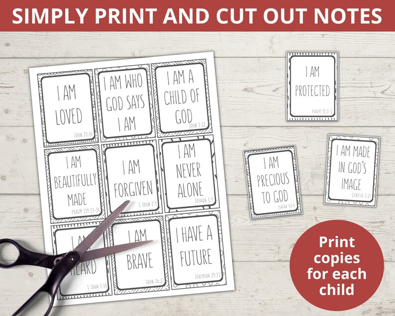 Christian Affirmations for Kids, Lunchbox Notes, Scripture Lunch Notes ...