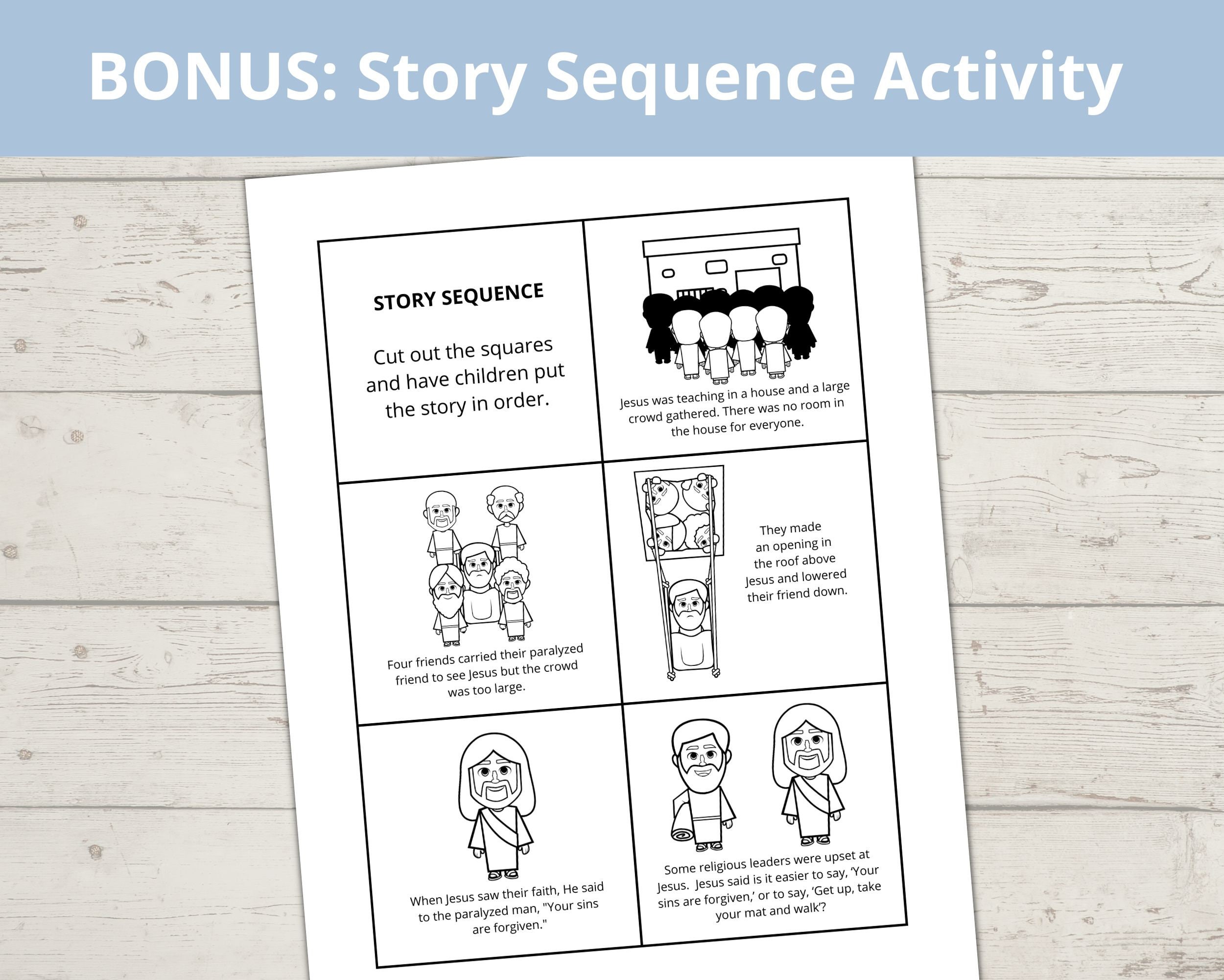 Jesus Heals a Paralyzed Man, Bible Story Craft, Sunday School Activity ...