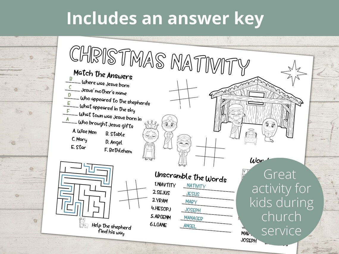 Christmas Nativity for Kids, Church Kids Activity, Bible Activity ...