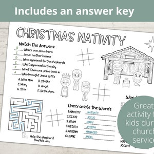 Christmas Nativity for Kids, Church Kids Activity, Bible Activity ...