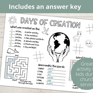 Days of Creation Activities, Creation Bible Printable, Bible Activity ...