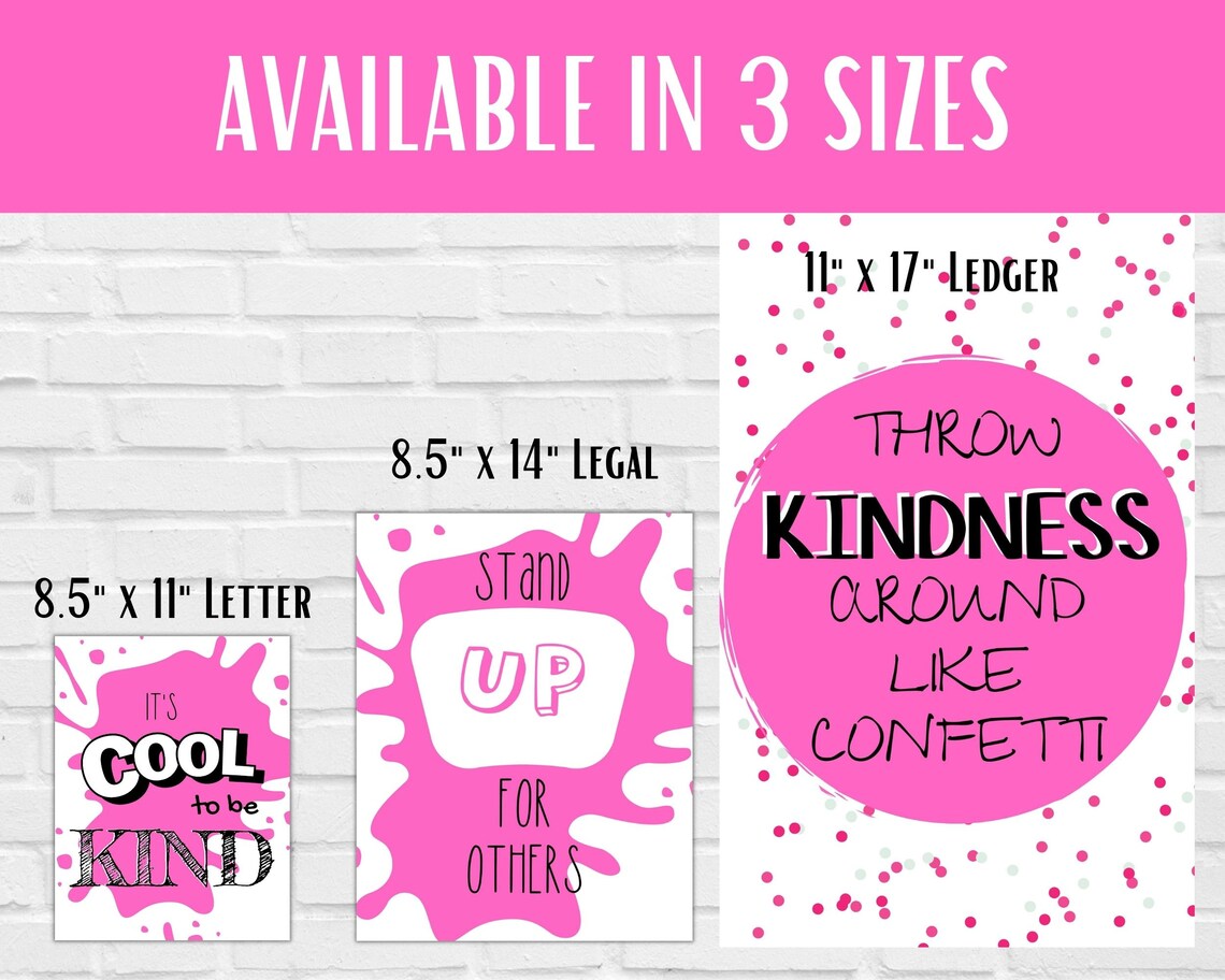 Pink Shirt Day Posters Kindness Printable Classroom Decor - Etsy