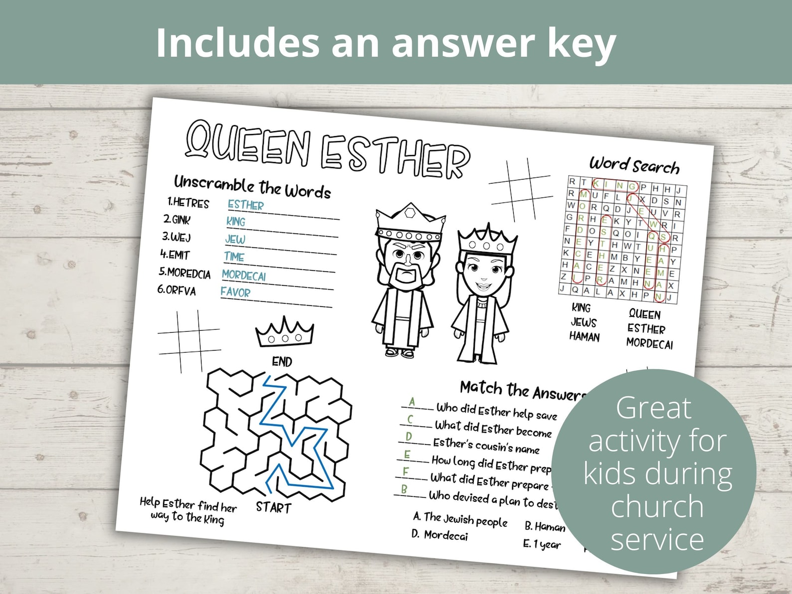Queen Esther Craft, Esther Coloring Page, Bible Activity, Church Kids ...