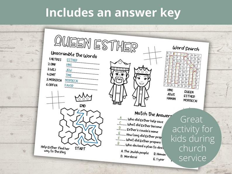 Queen Esther Craft, Esther Coloring Page, Bible Activity, Church Kids ...