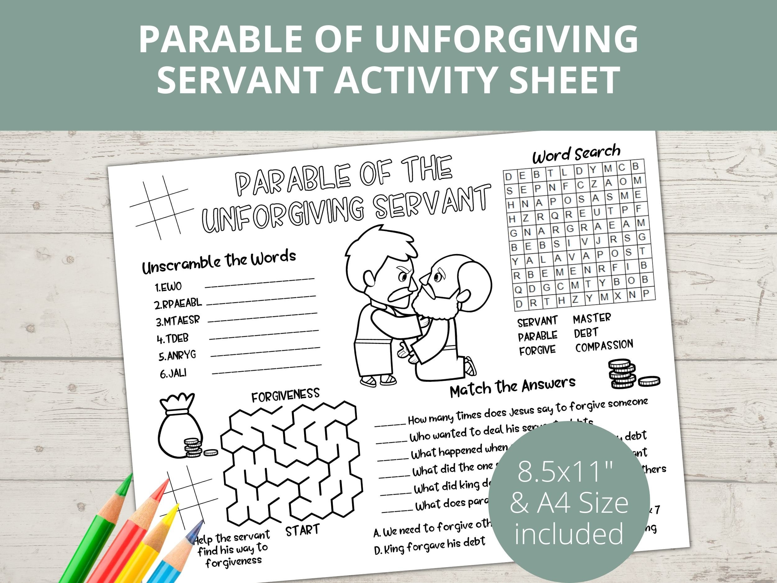 Parable of Unforgiving Servant, Forgiveness Christian, Sunday School ...