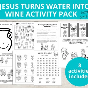 Jesus Turns Water Into Wine Bible Story Activities Sunday - Etsy