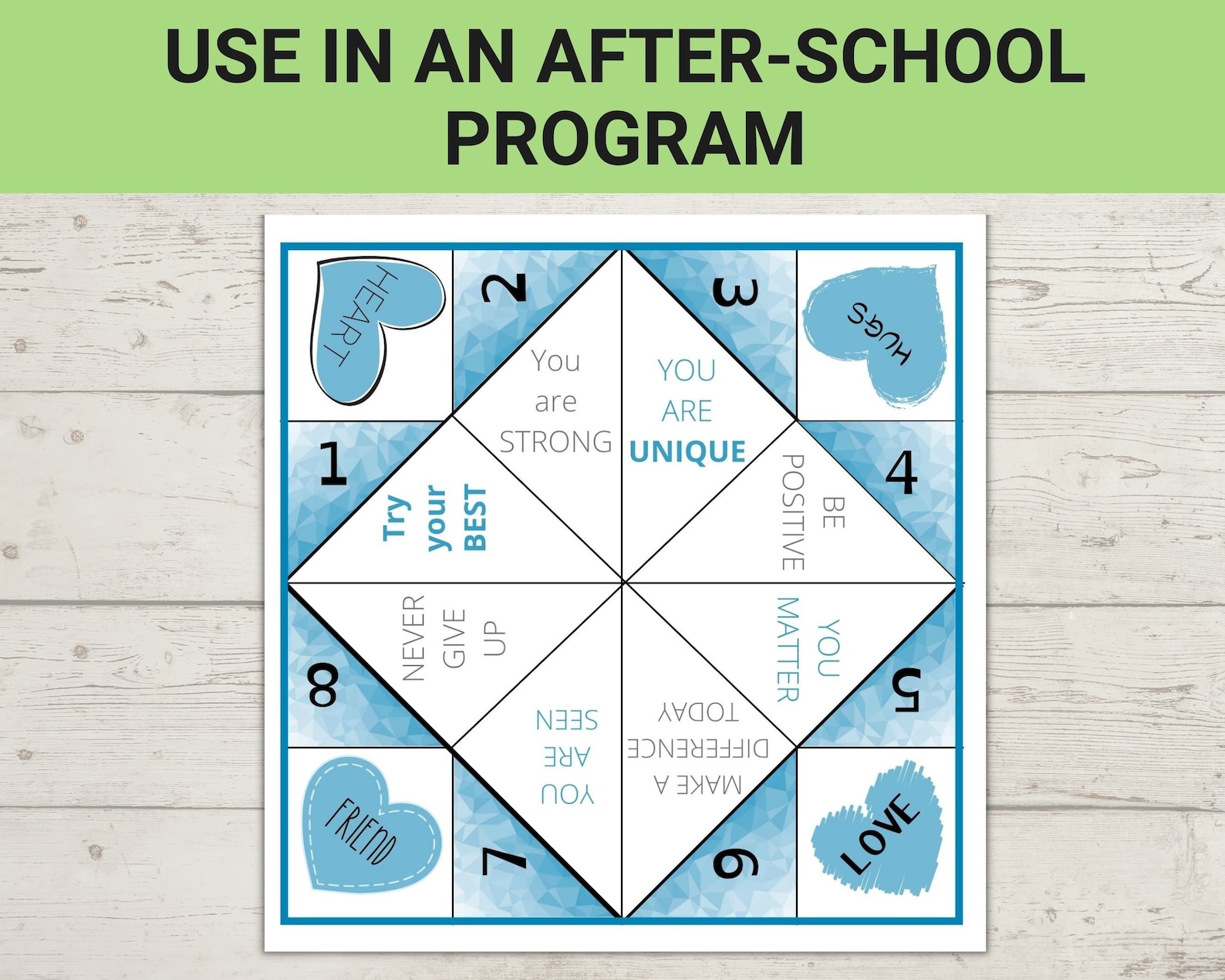 Positive Affirmation Fortune Teller, Affirmation Cards, Cootie Catcher ...