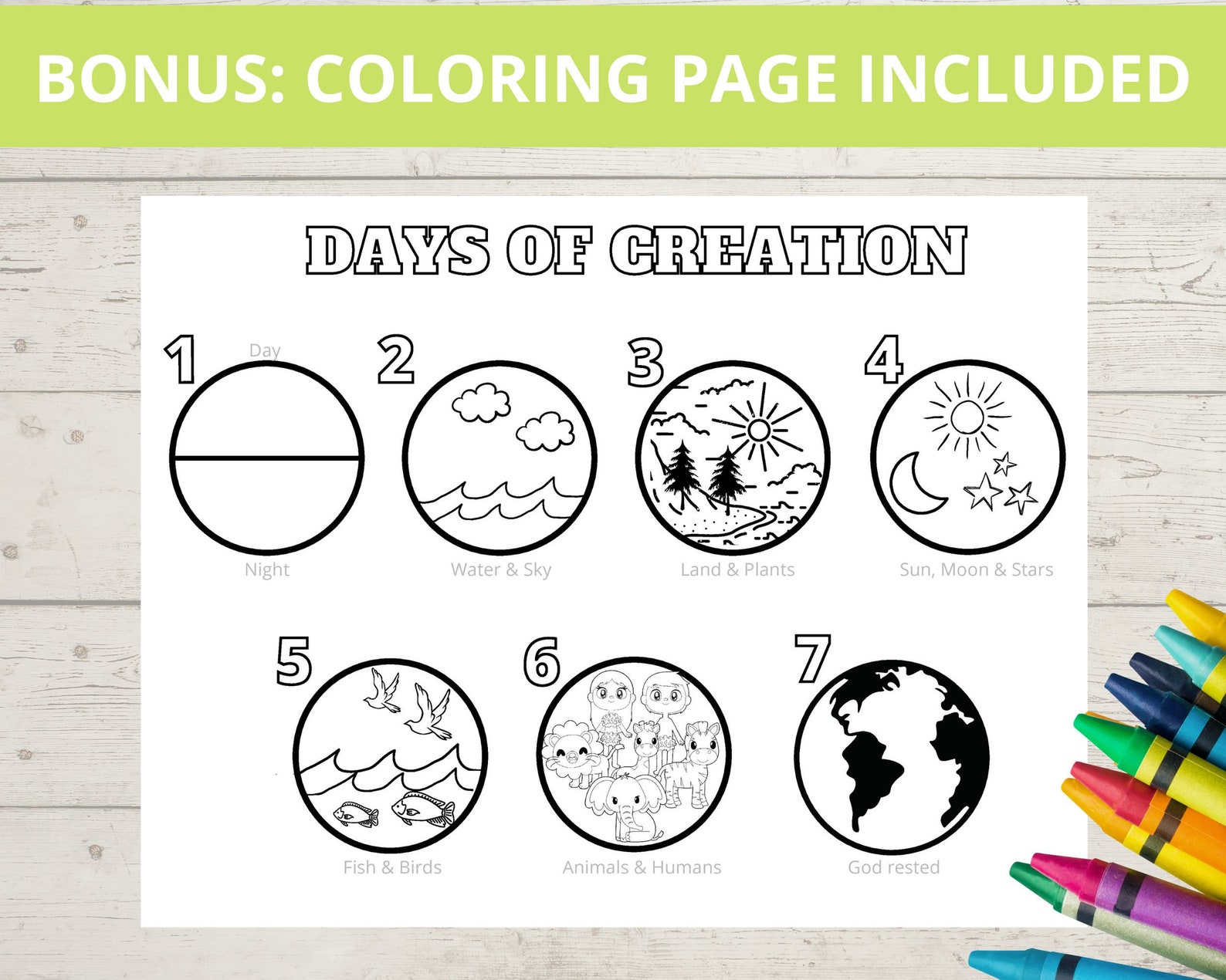 Days of Creation Printable, Sunday School Craft, Bible Story Activity ...