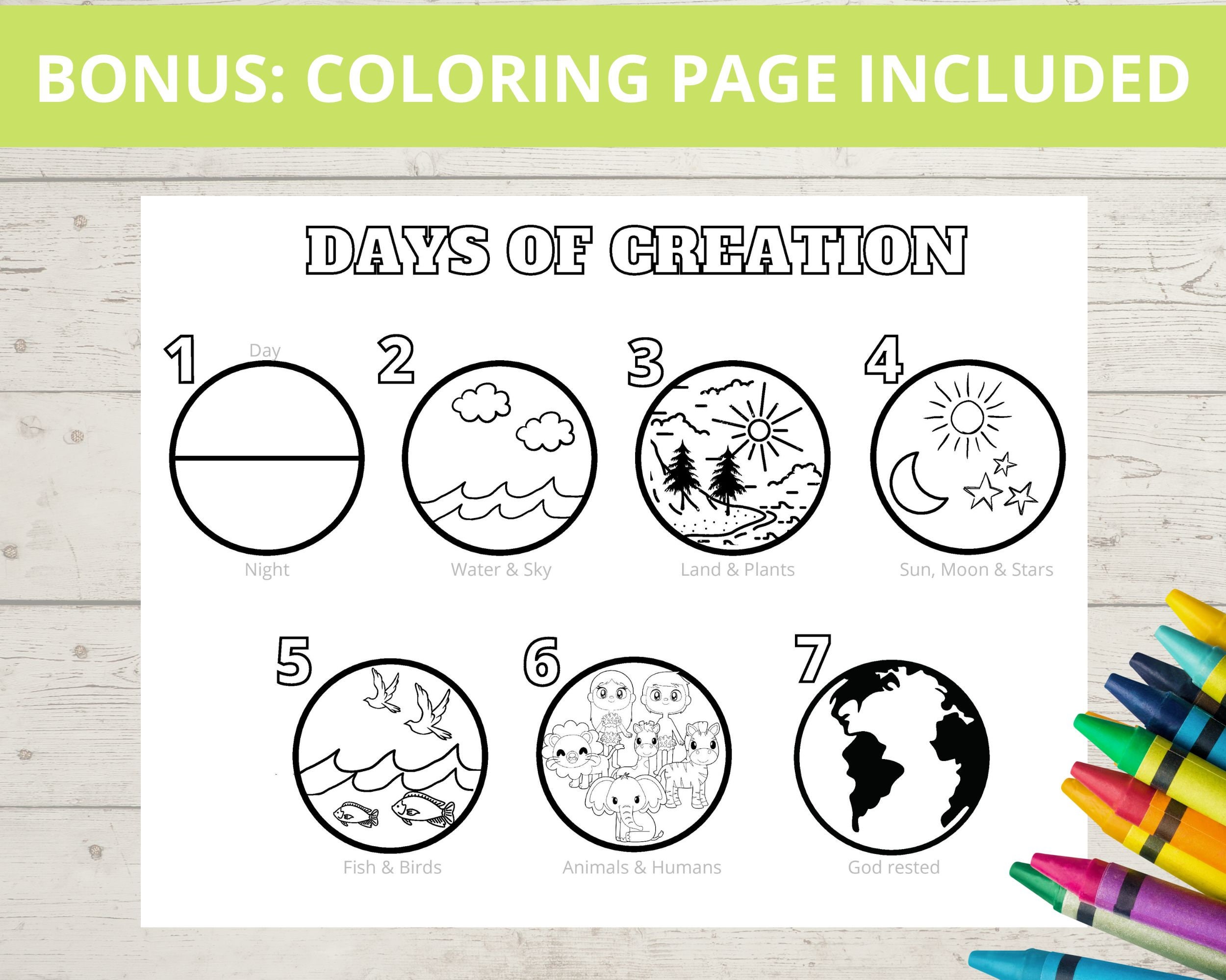 Days of Creation Printable, Sunday School Craft, Bible Story Activity ...