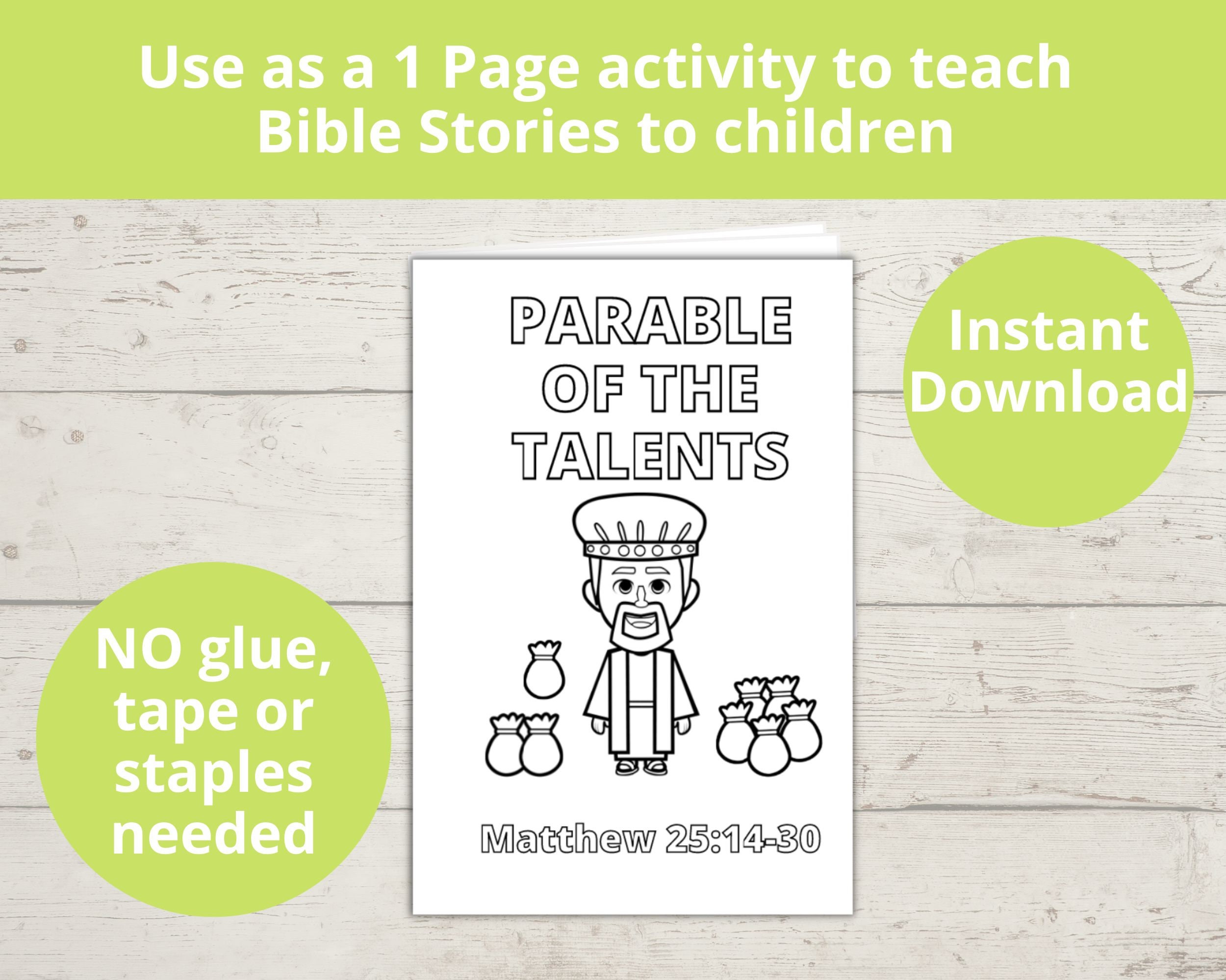 Parable of the Talents, Jesus Parables, Bible Story Activity, Mini Book ...