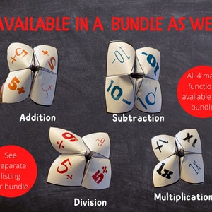 Math Flash Cards Math Fortune Teller Times Table - Etsy