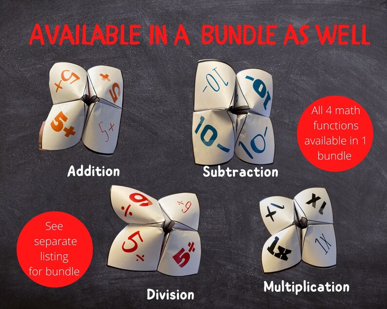 Math Flash Cards Math Fortune Teller Times Table - Etsy