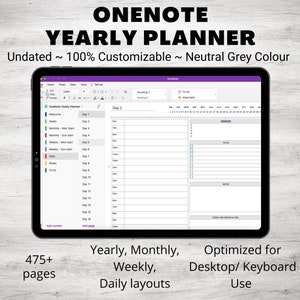 Onenote Digital Yearly Planner, Undated Onenote Planner Template ...