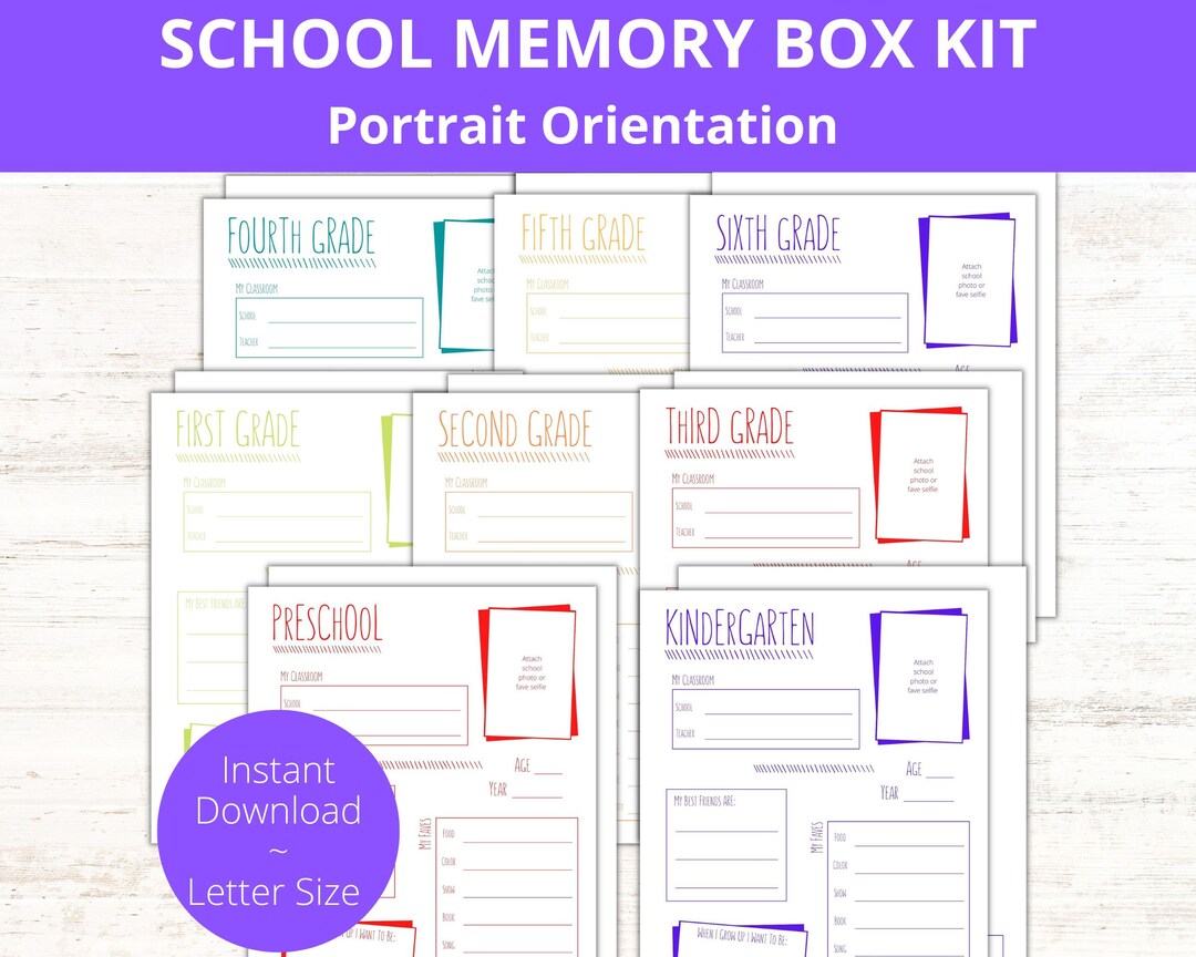 School Memory Box, School Memory Book, Kids Memory Journal, School File ...
