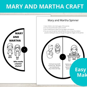 Mary and Martha, Bible Story Crafts, Mary Jesus, Sunday School Activity ...