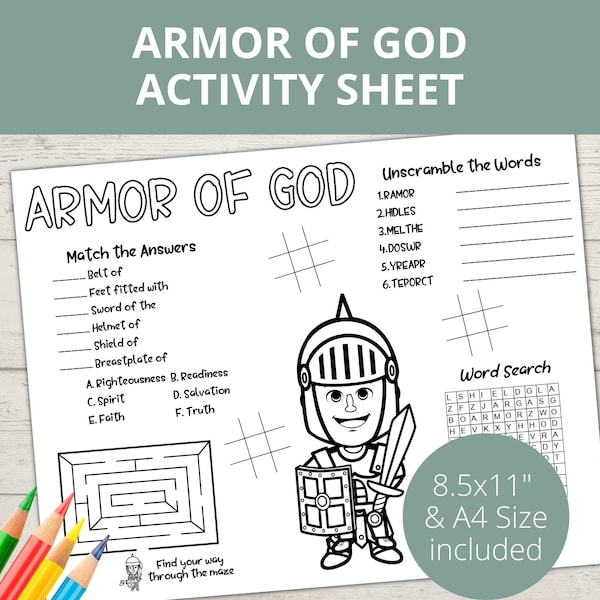 Armor of God Kids Activities - Etsy