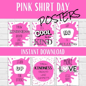 Pink Shirt Day, Kindness Poster, Classroom Decor Printable, Pink Shirt ...