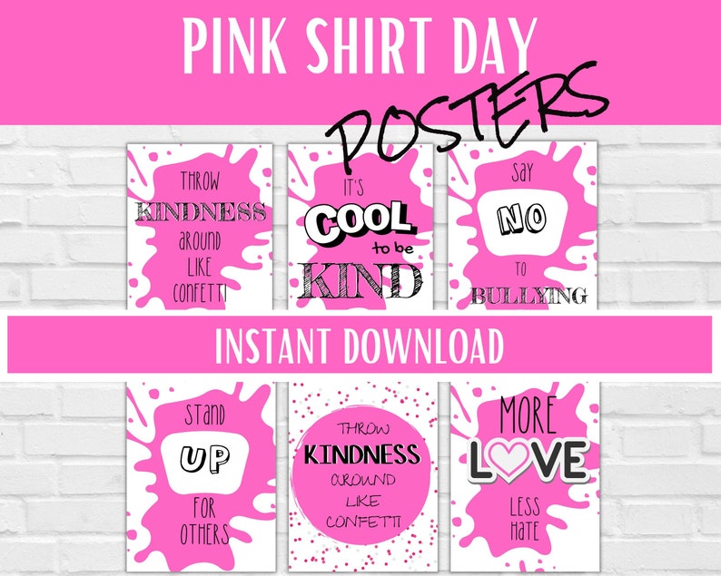 Pink Shirt Day, Kindness Poster, Classroom Decor Printable, Pink Shirt ...