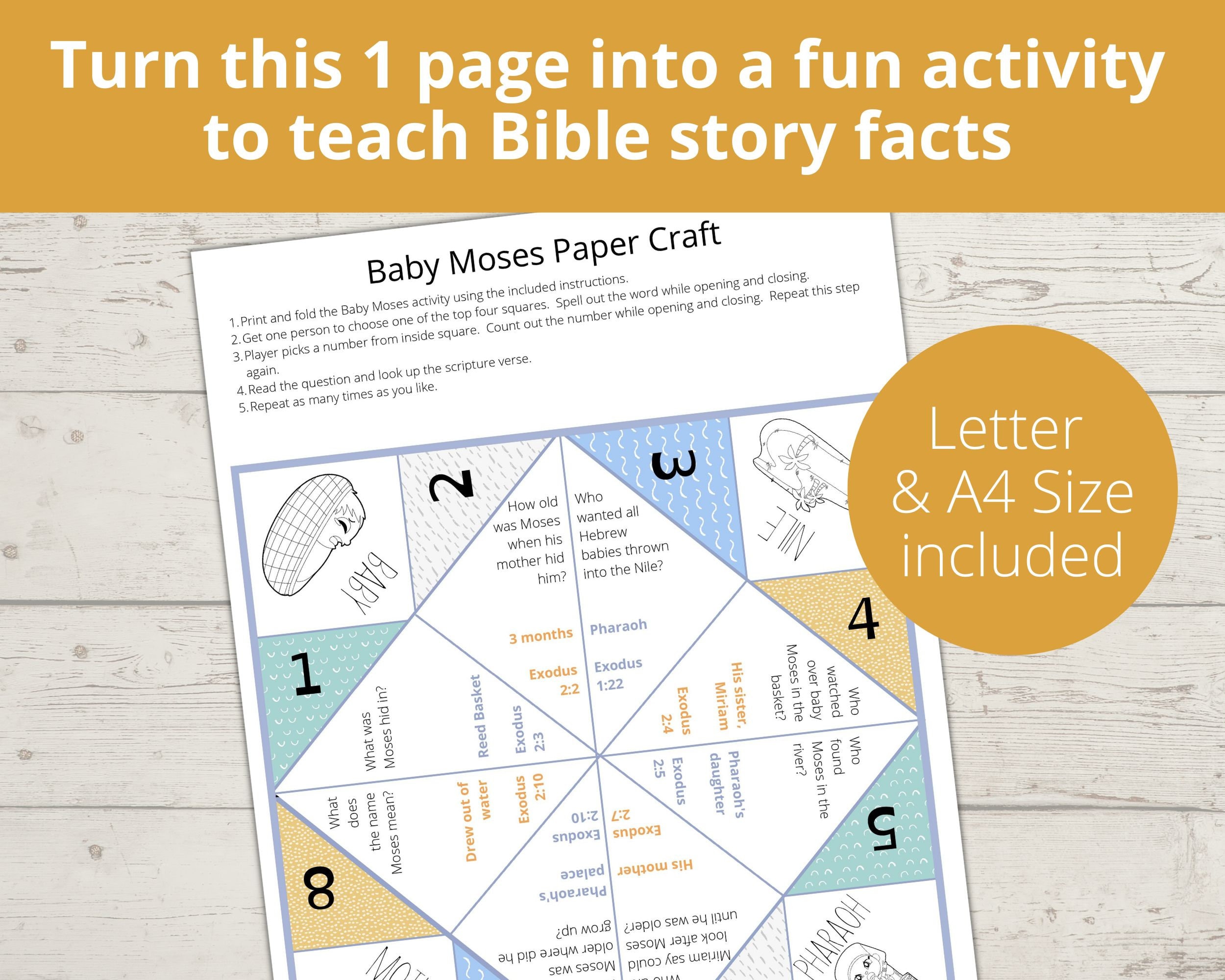 Baby Moses Bible Story Activity Sunday School Craft - Etsy Canada