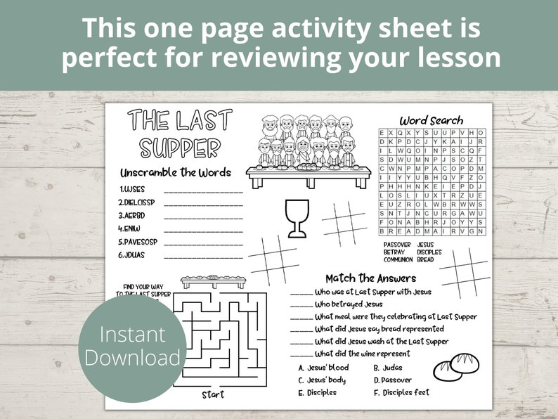 Last Supper Craft, , Bible Activity for Kids, Church Kids Activity ...