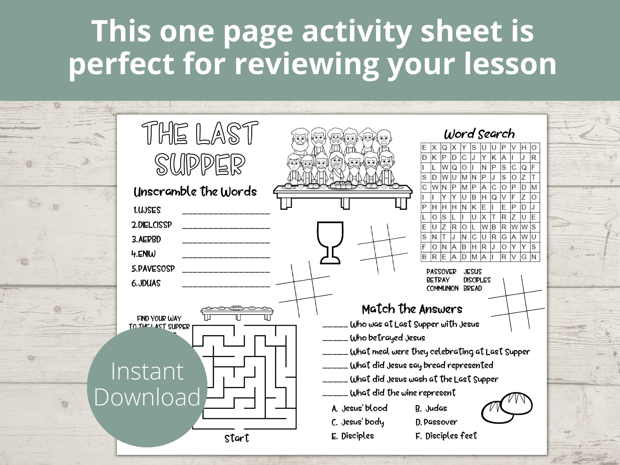 Last Supper Craft, , Bible Activity for Kids, Church Kids Activity ...