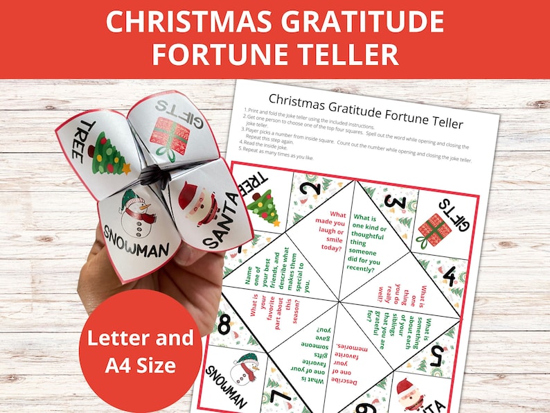 Christmas Gratitude, Christmas Fortune Teller, Cootie Catcher ...