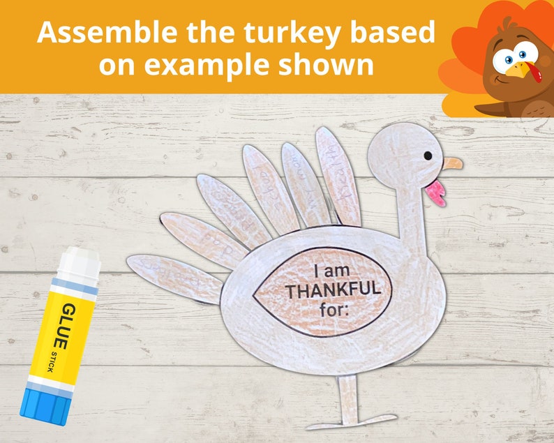 Gratitude Turkey Craft, I Am Thankful for Activity, Kindergarten Craft ...