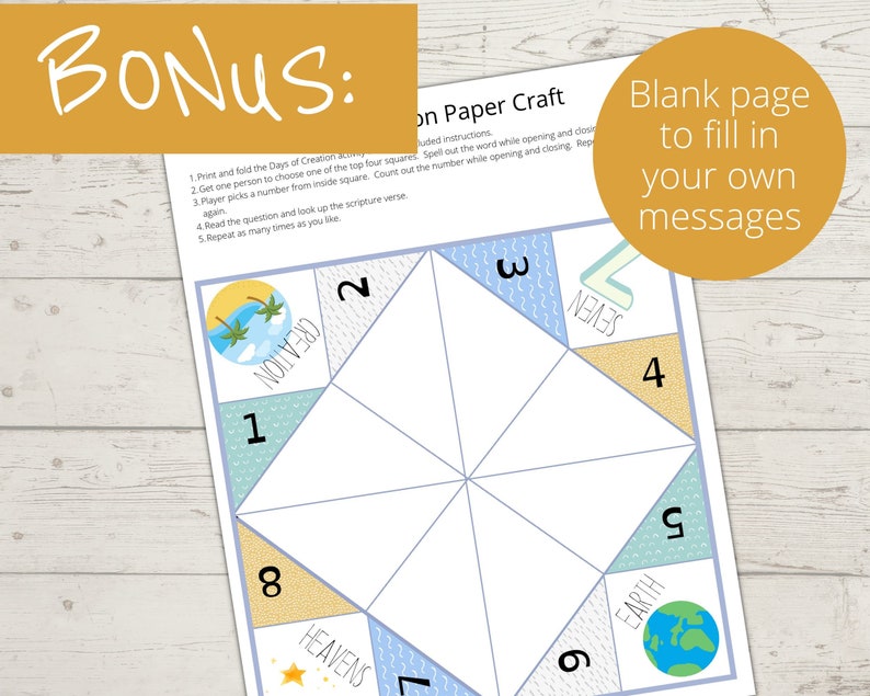 Days of Creation Bible Story Activity, Sunday School Craft, Genesis 1 ...