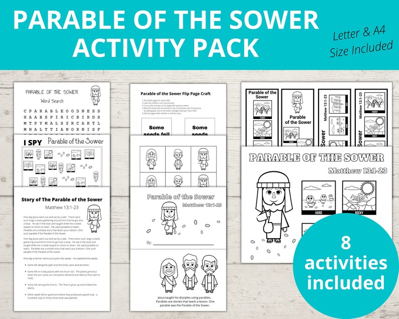 Parable of the Sower Parables of Jesus Bible Story Crafts - Etsy Ireland